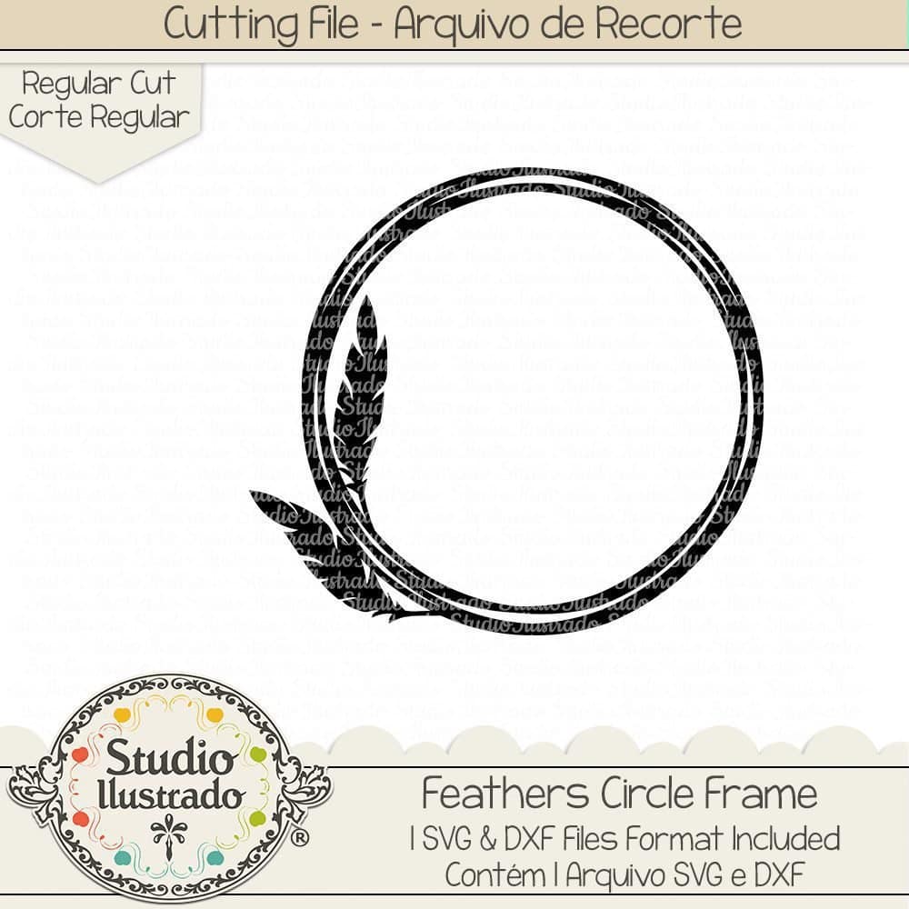 Feathers Circle Frame - Studio Ilustrado