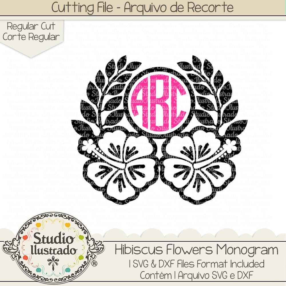 Hibiscus Flowers Monogram - Studio Ilustrado